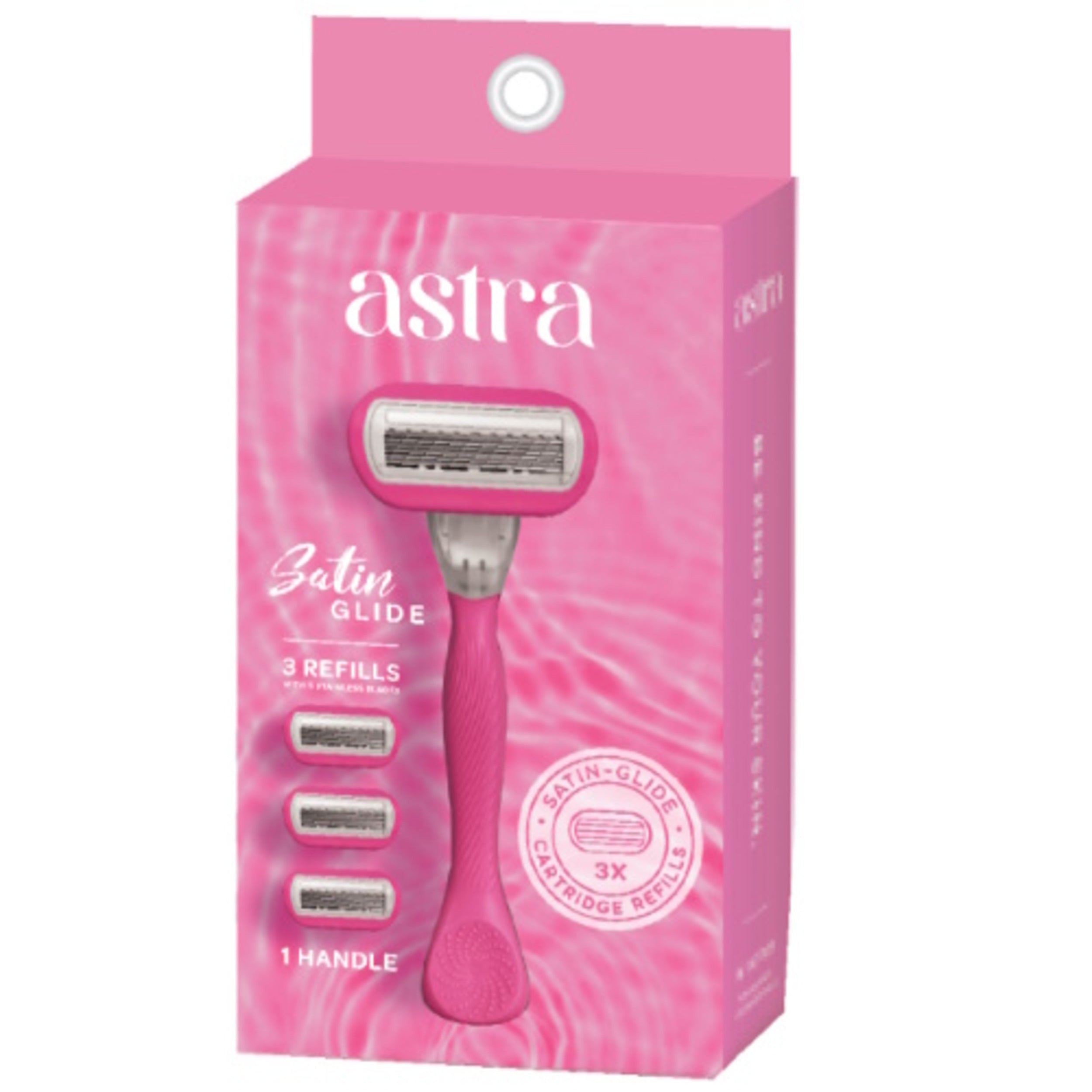 Astra Satin Glide Razor with 3 Cartridge Refills – Donnamax