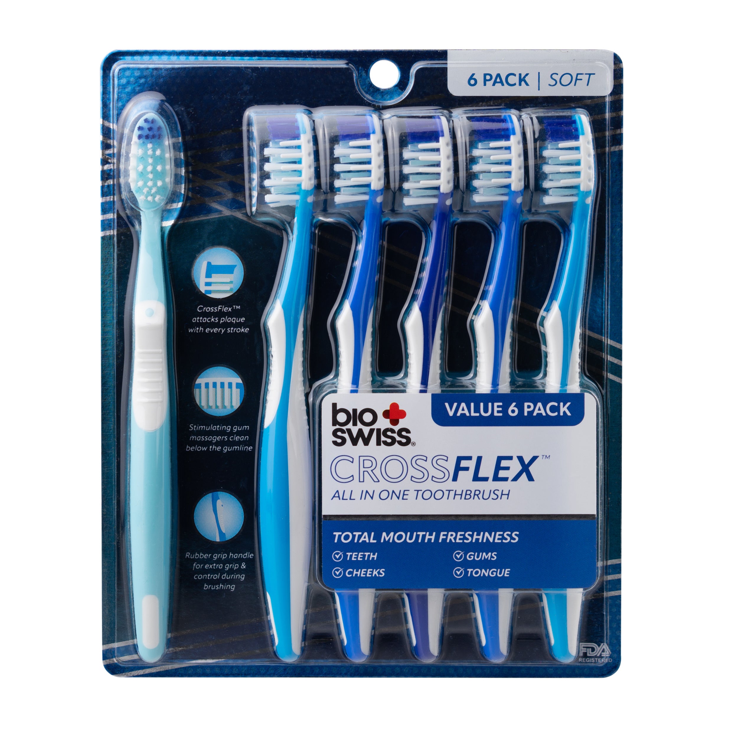 Pack of 6 CrossFlex All in One Toothbrush – Donnamax