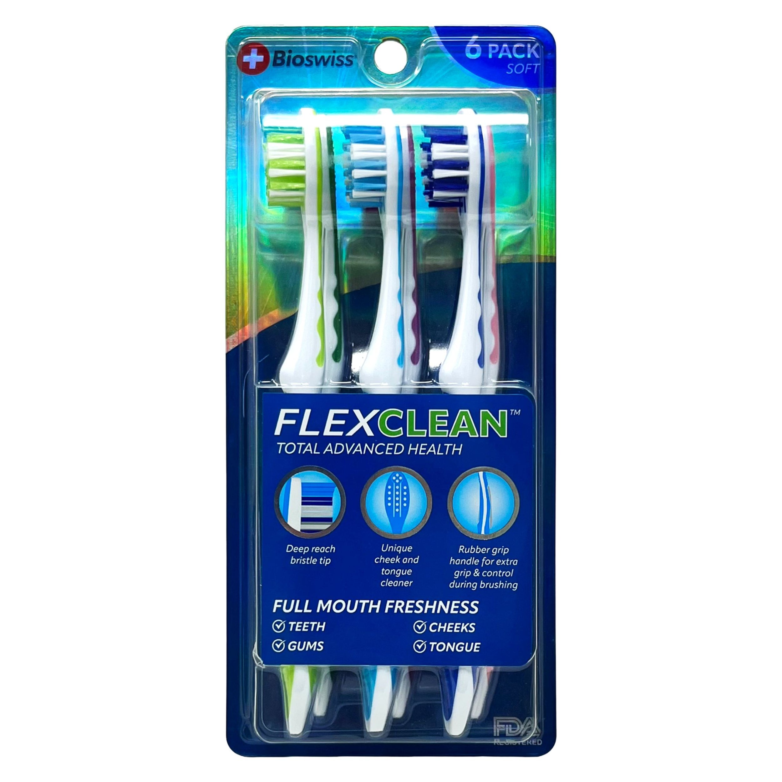 Pack of 6 FlexClean Total Advanced Health Toothbrush – Donnamax